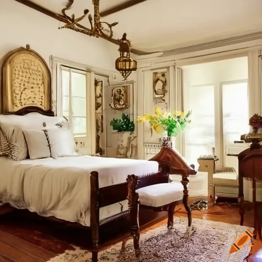 Room decorated with colonial decor on Craiyon