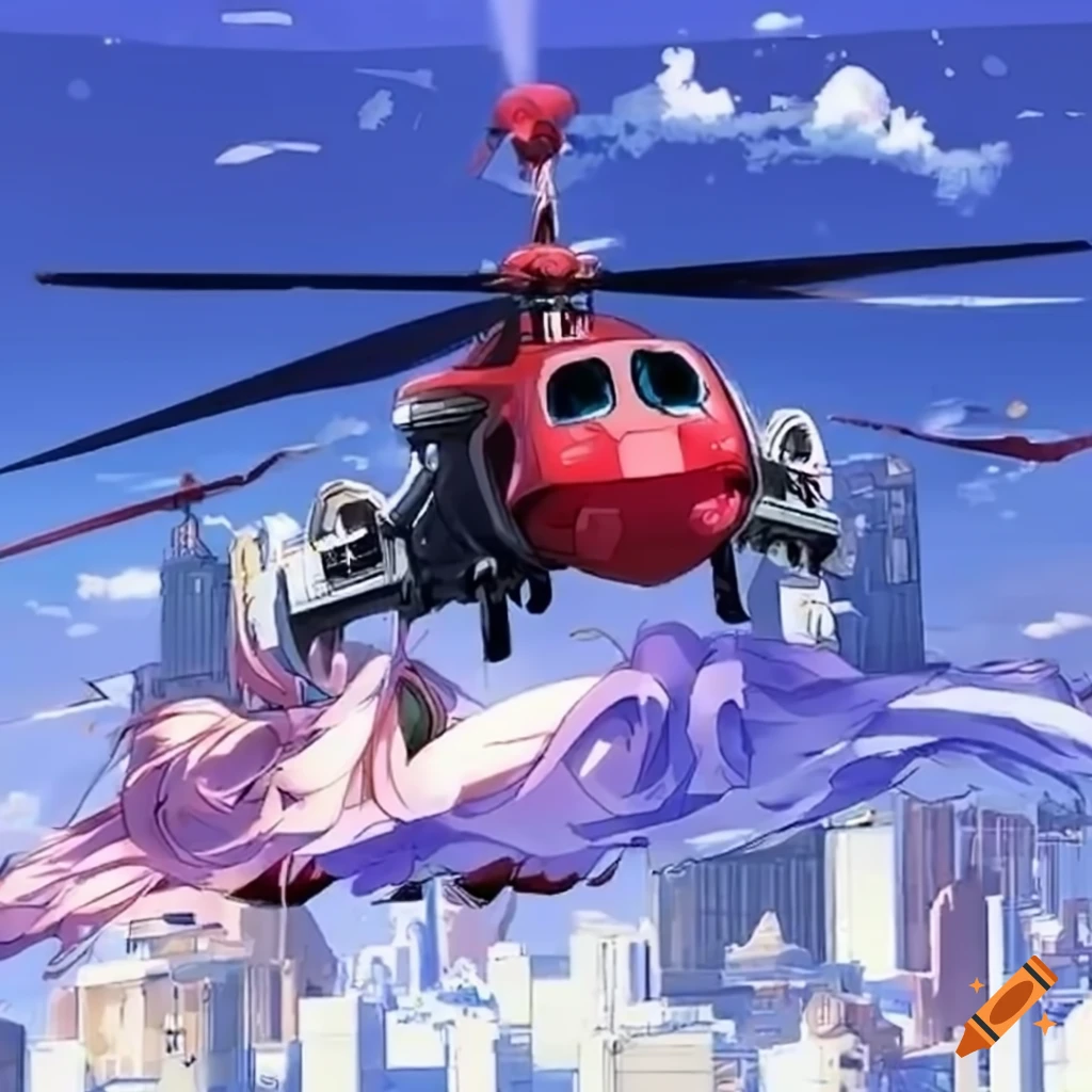 Anime news helicopter in mid-air on Craiyon