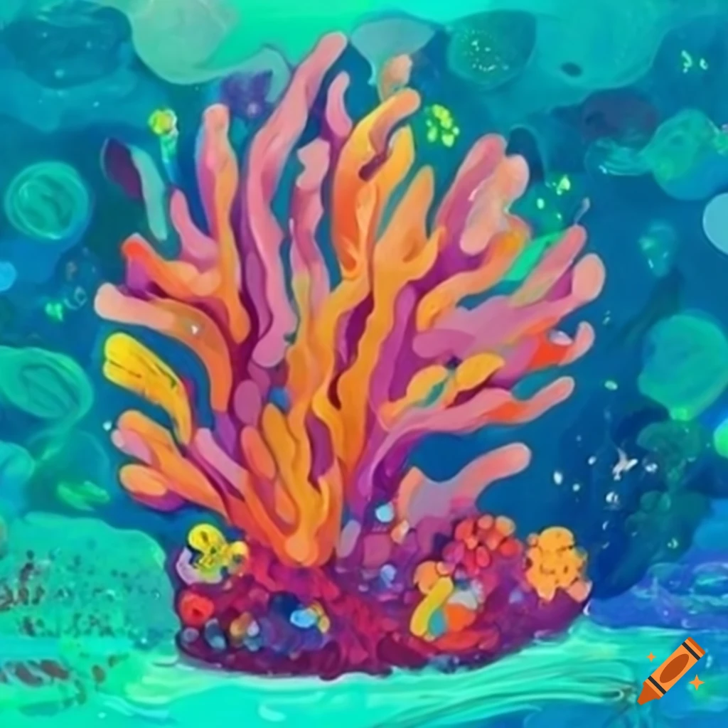 Impressionist painting of colorful underwater coral and fish on Craiyon