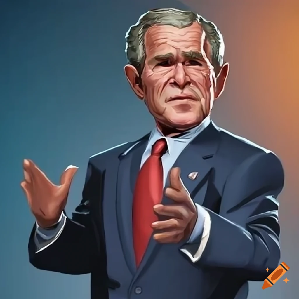 Satirical depiction of george w. bush as a fortnite skin on Craiyon