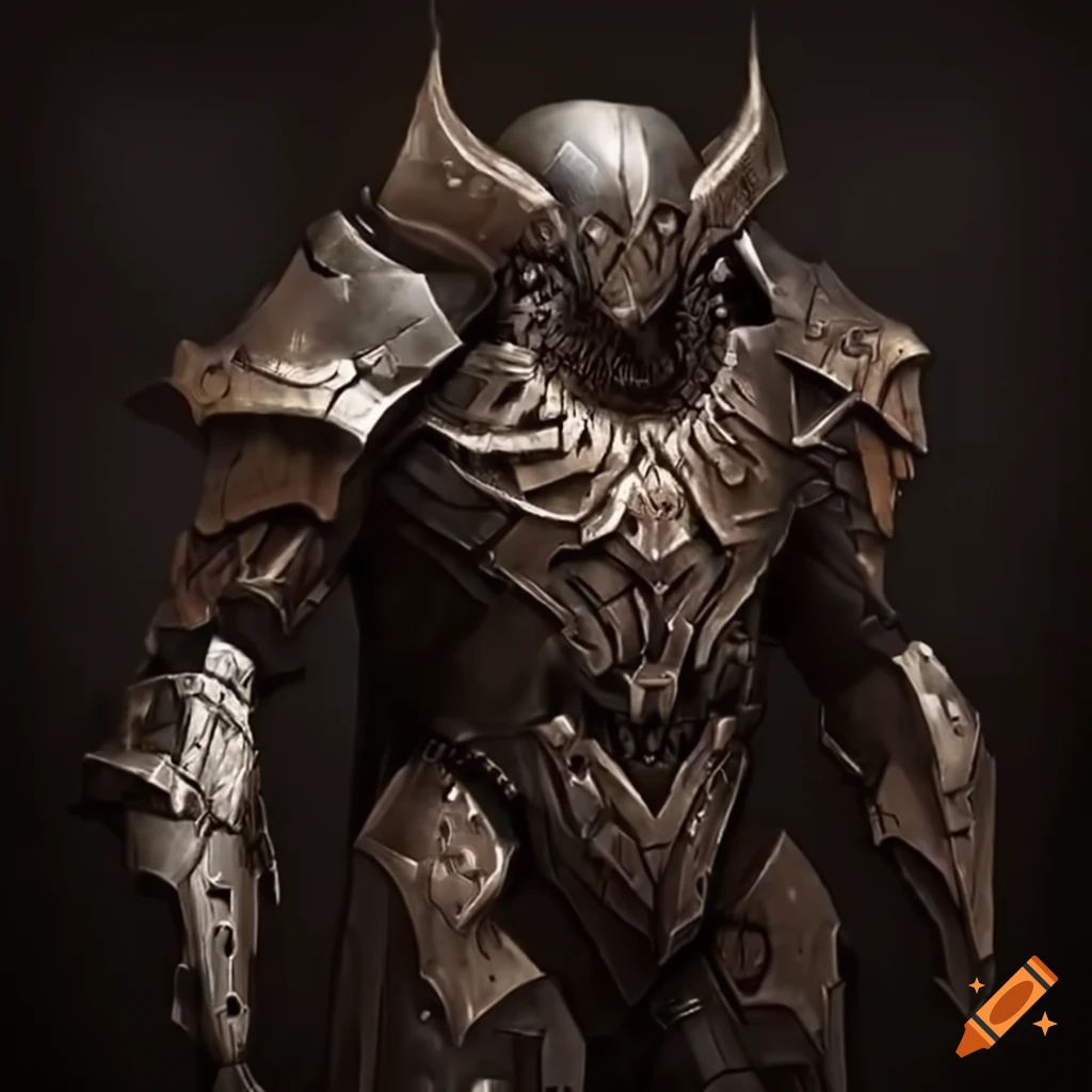 Hulking cybernetic vampire lord mech armor inspired by a dragon on Craiyon