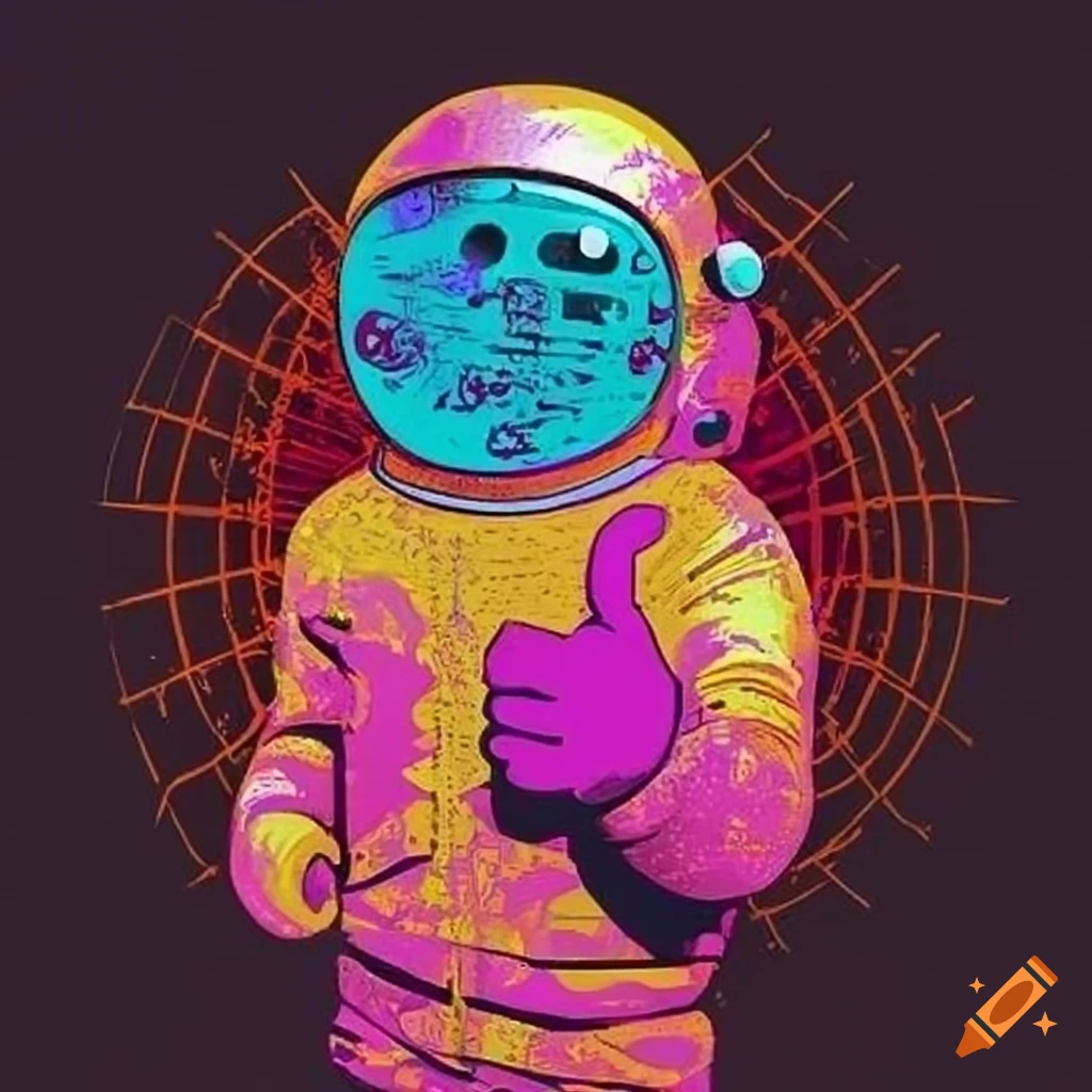 Thumbs up spaceman in pop art style on Craiyon