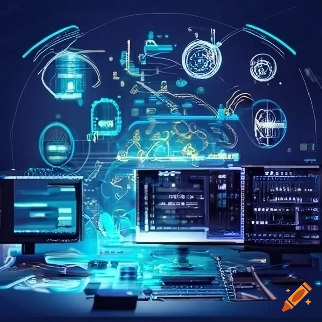 Conceptual depiction of the internet and software engineering on Craiyon