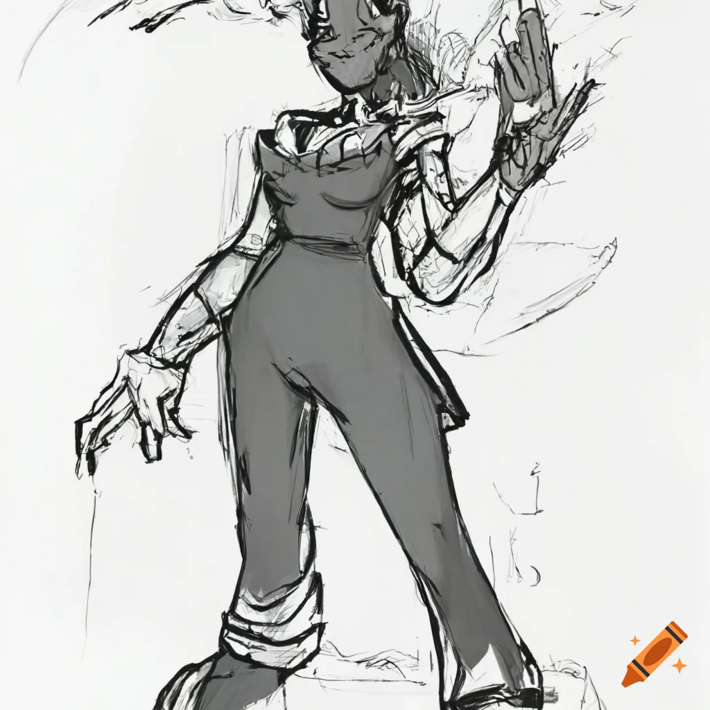 Capcom-style full-body sketch of character splatt on Craiyon