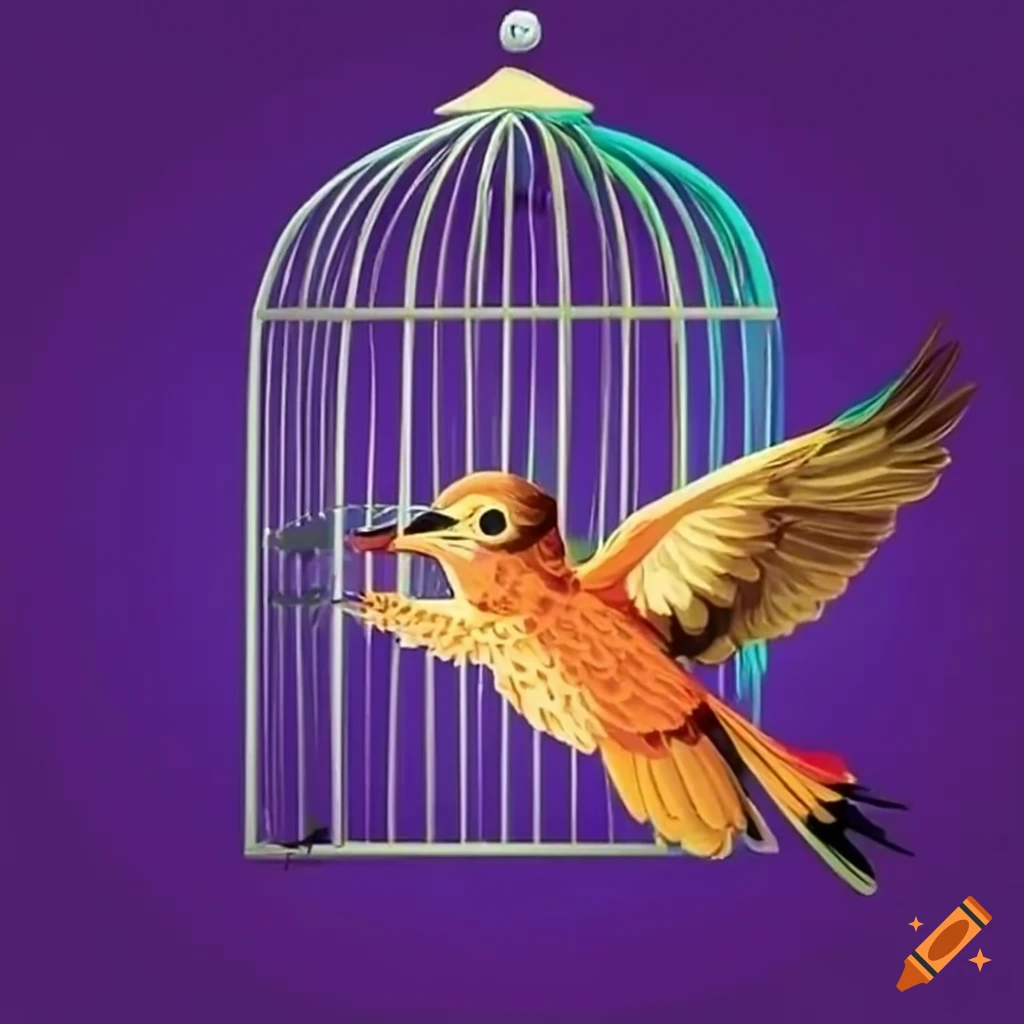 Bird flying out of a cage on Craiyon