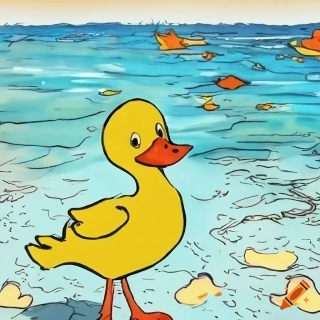The duck who didn't know how to swim book cover on Craiyon