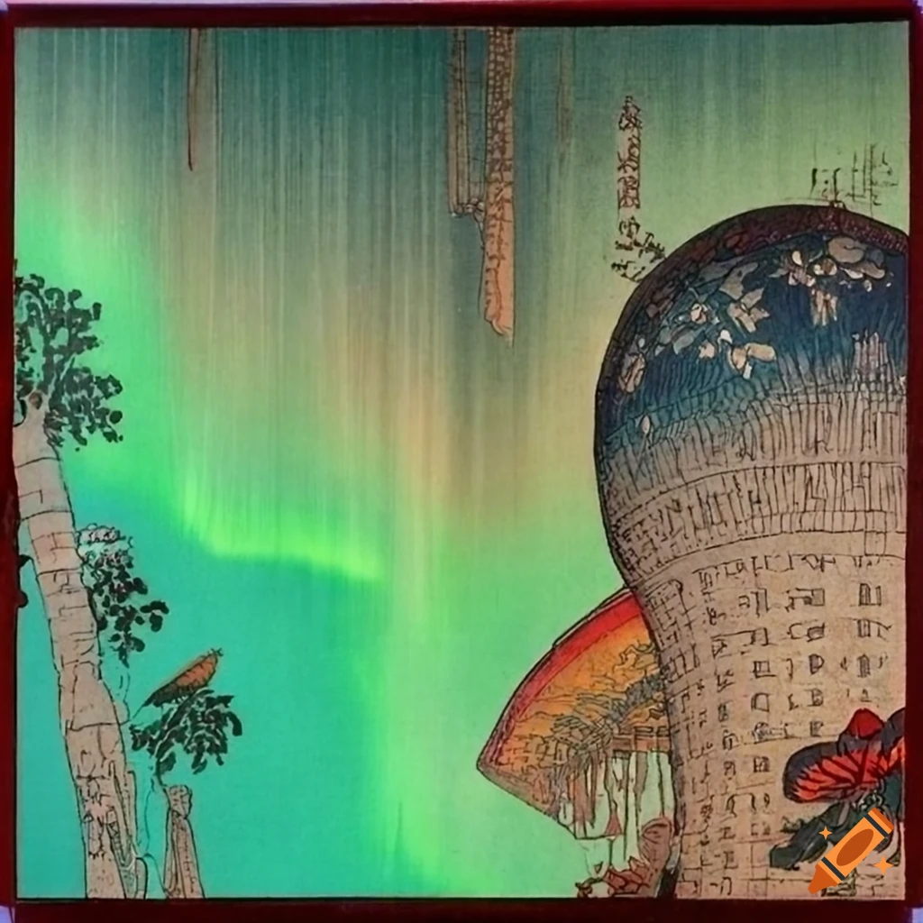 Aurora borealis Ukiyo-e Floating World art by William Stout, Piero ...