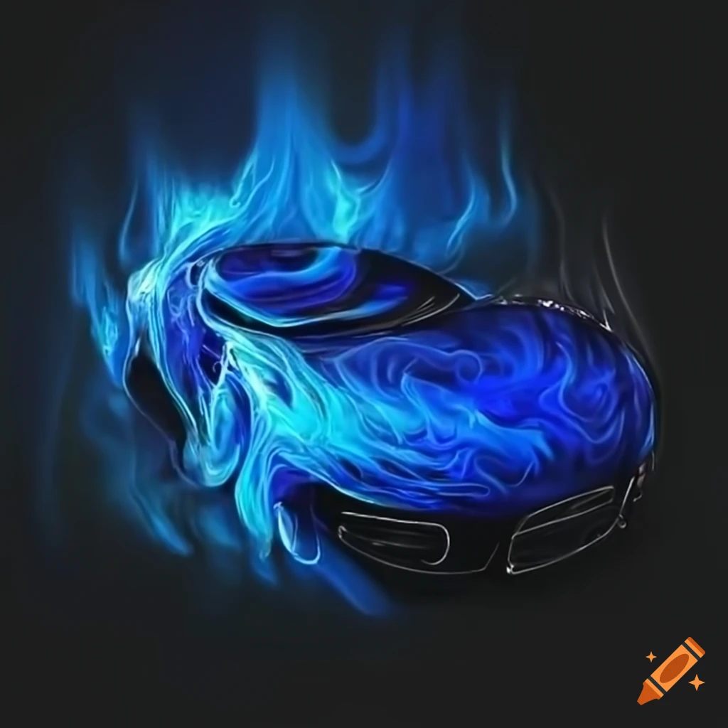 Blue flame car on Craiyon