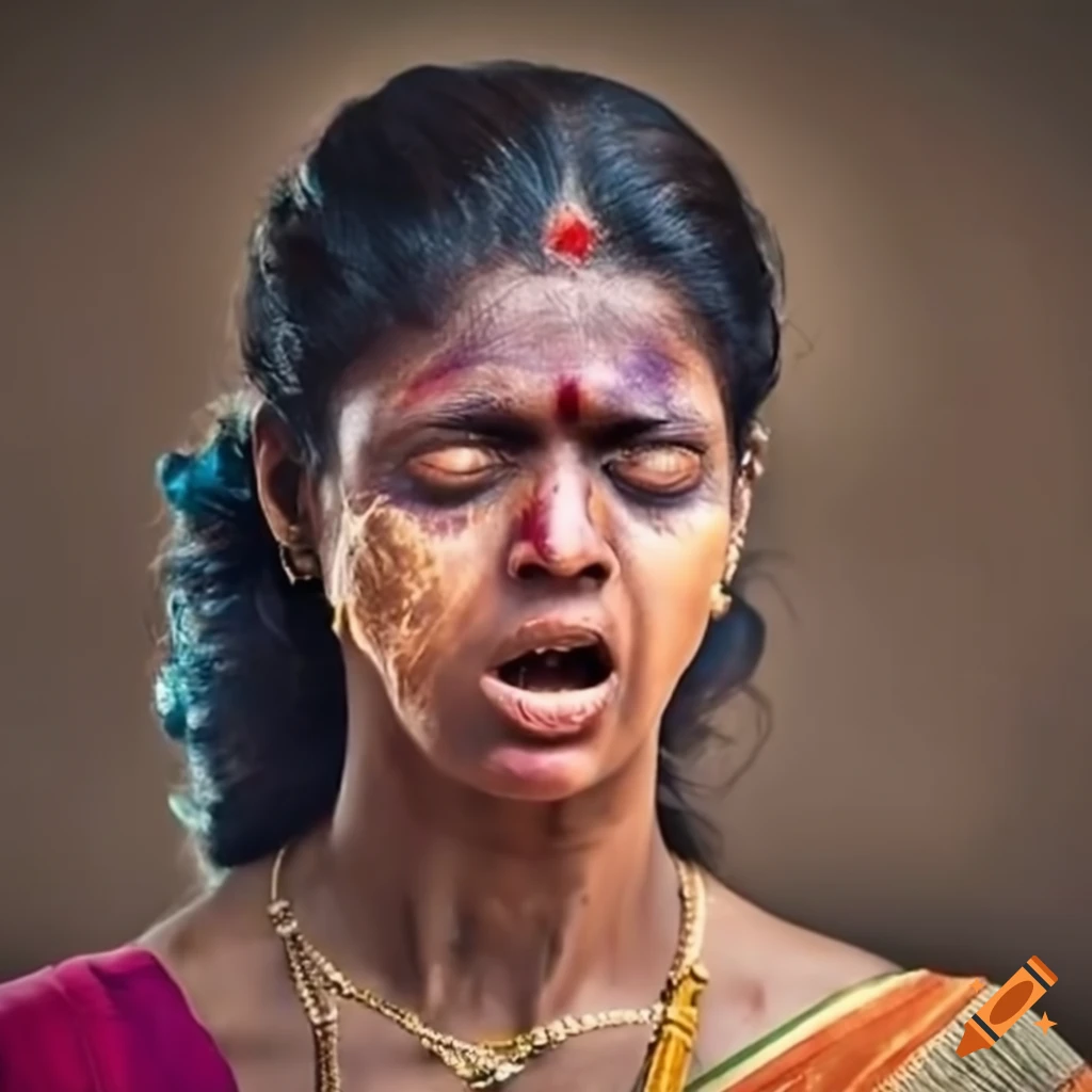 South indian woman fighter with raised and stunned expression on Craiyon