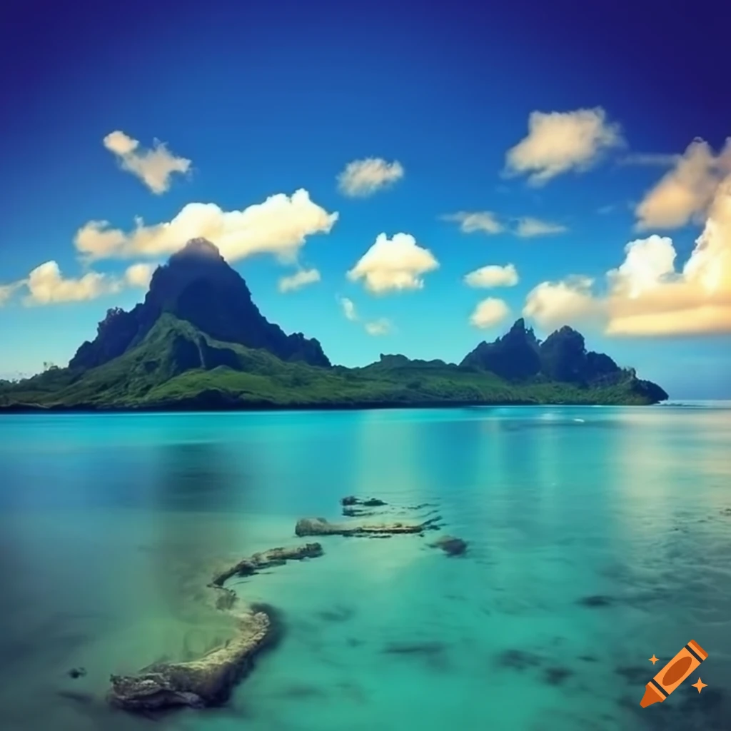 Beautiful landscape view of tahiti, french polynesia on Craiyon