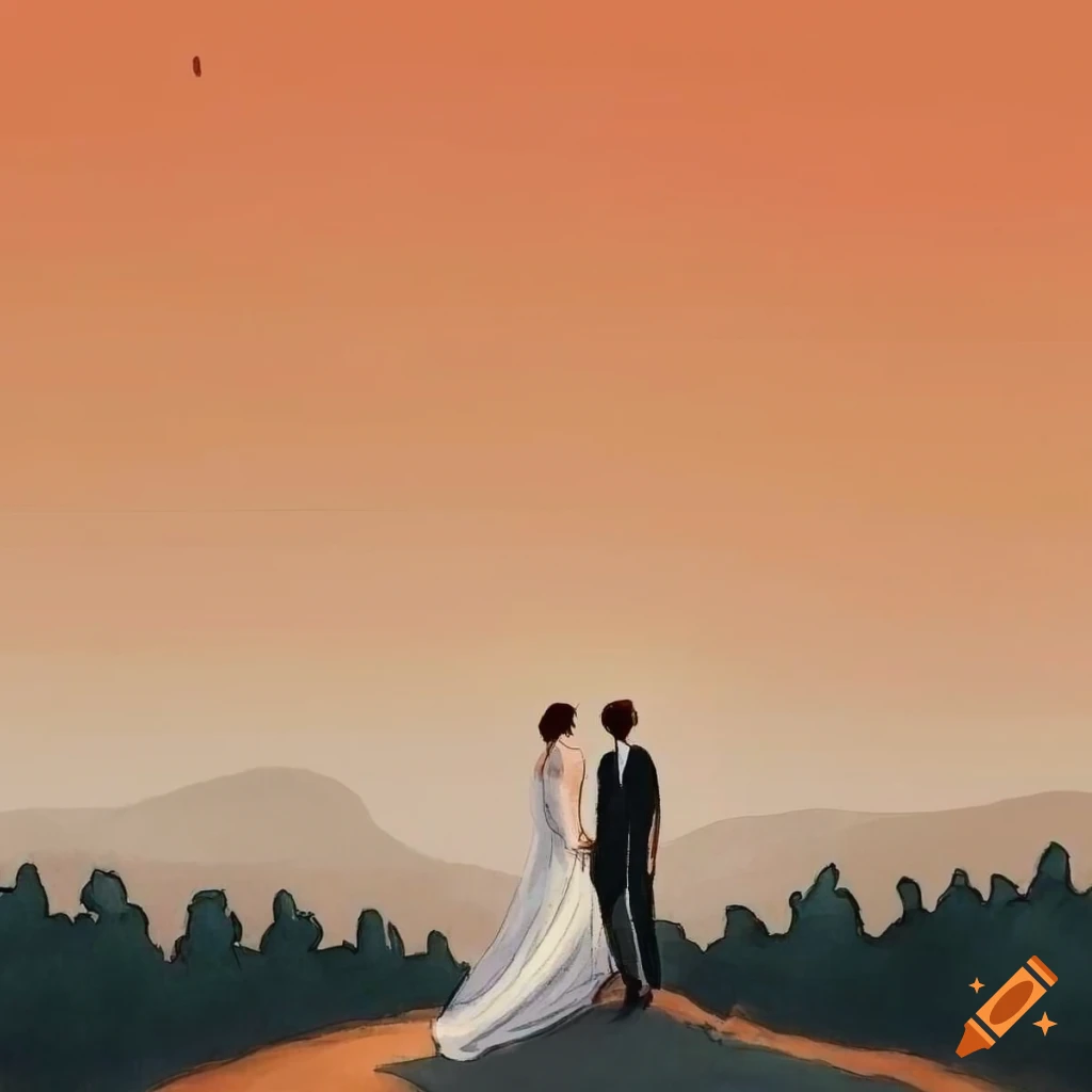 Stunning bride and groom escaping down a path of olive groves at sunset ...