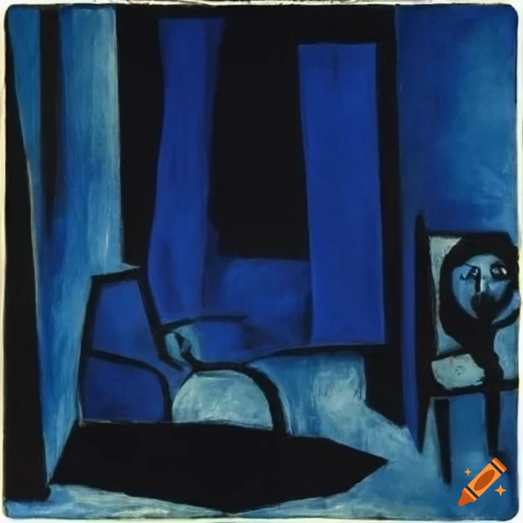 Interior room with indigo and pitch black colors inspired by pablo ...