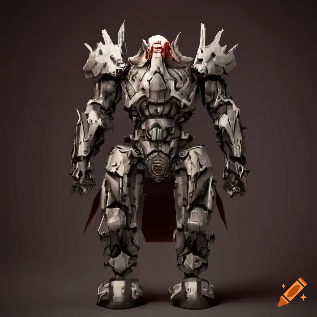 Cybernetic vampire lord in hulking mech armor on Craiyon