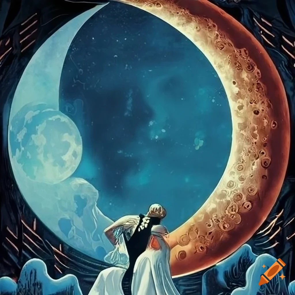 Art deco retro cover from the 1930s with moon on Craiyon