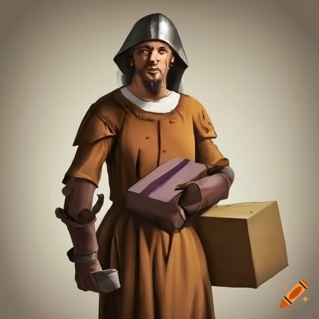 Medieval courier carrying packages on Craiyon