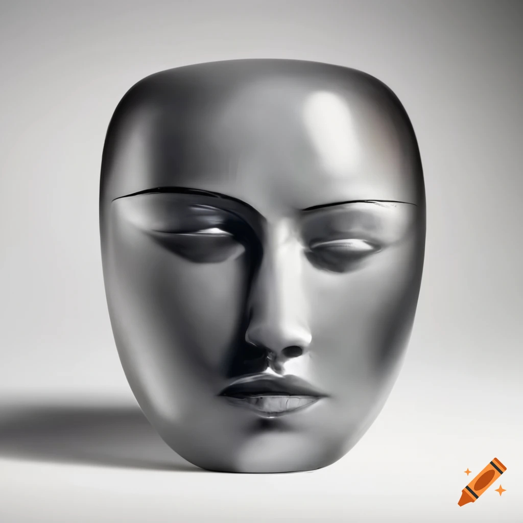 Glass sculpture of face and hands on Craiyon