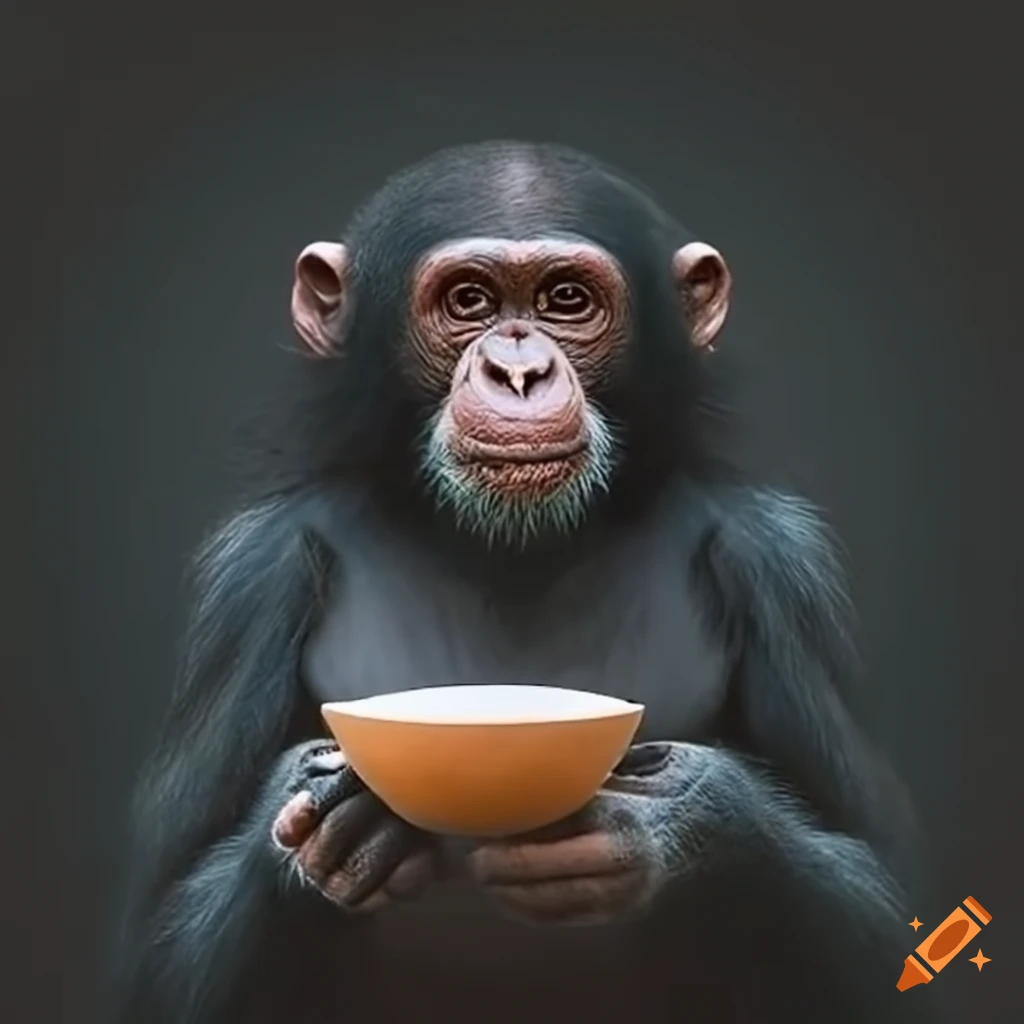 Chimpanzee offering coffee on Craiyon