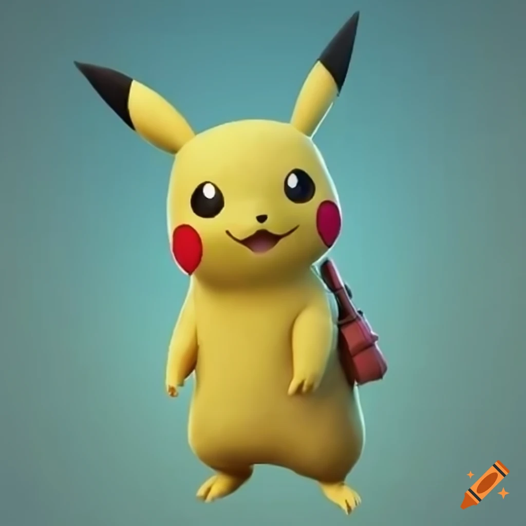 Pikachu dressed as a Fortnite skin on Craiyon