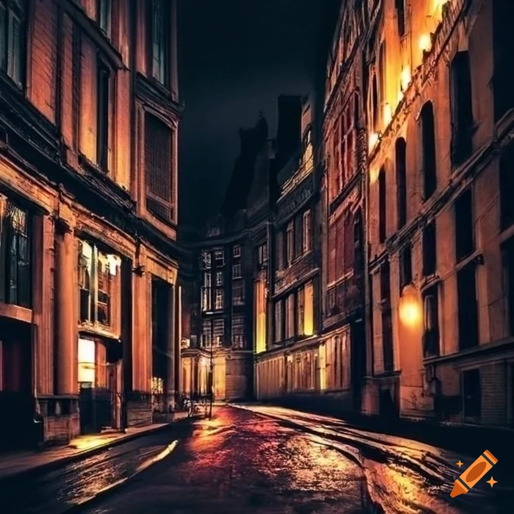 Dark street scene in london on Craiyon