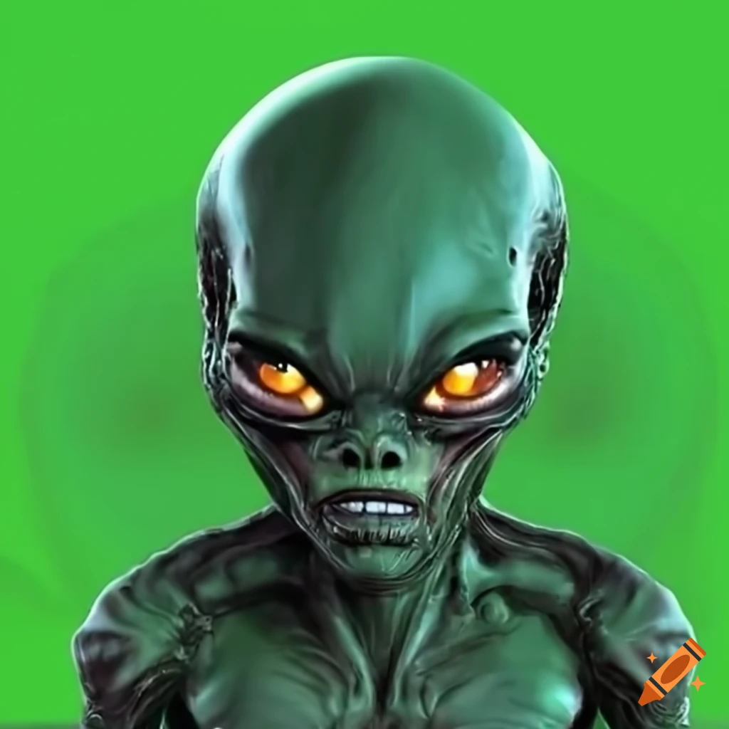 Alien on green screen on Craiyon