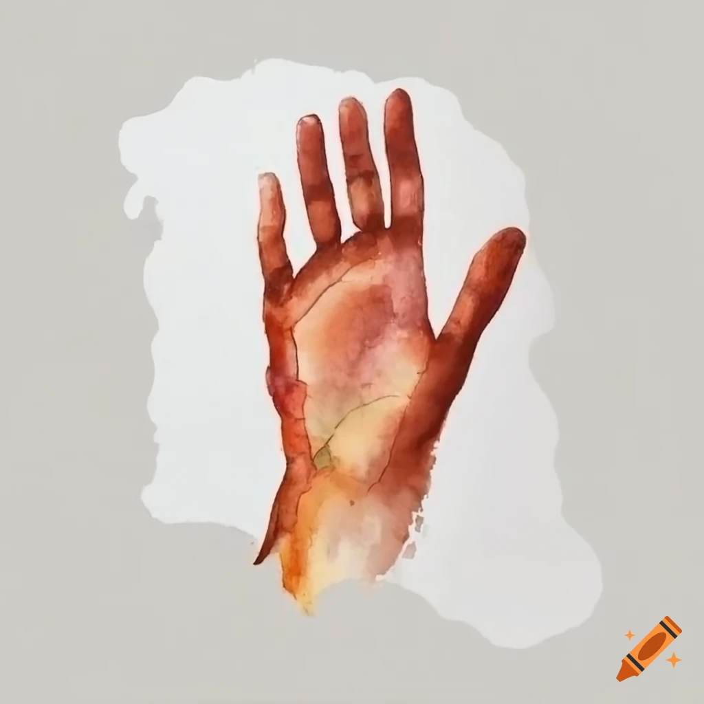 Hand resting on the ground in watercolor painting on Craiyon