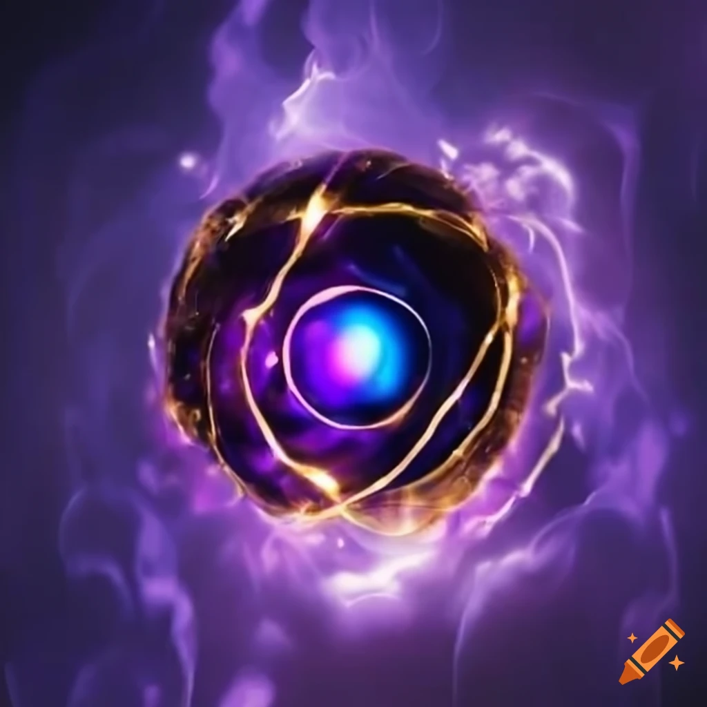 Purple blue gold orb spell attack on Craiyon