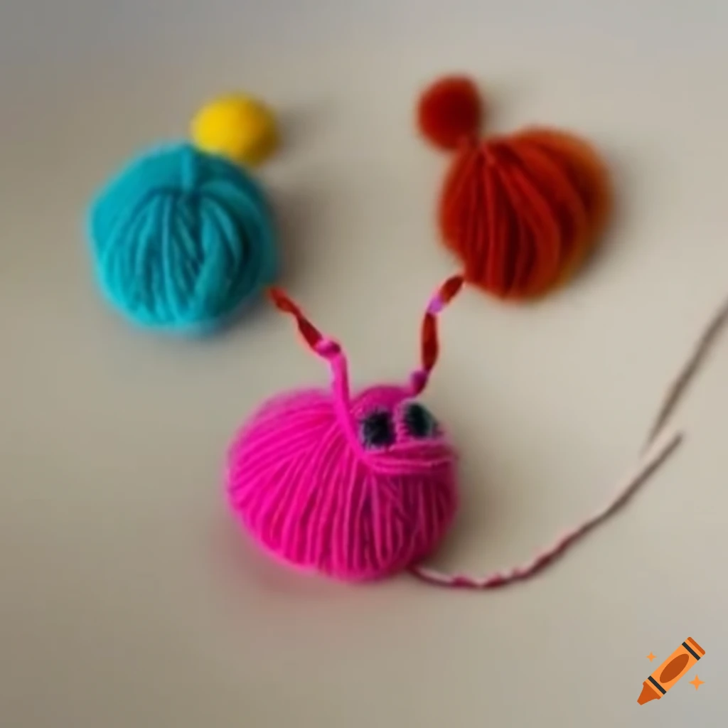 Yarn pom-pom love bug craft on Craiyon