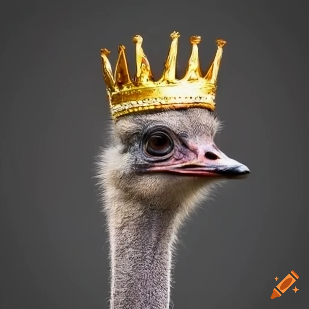 Ostrich wearing a crown like a king on Craiyon