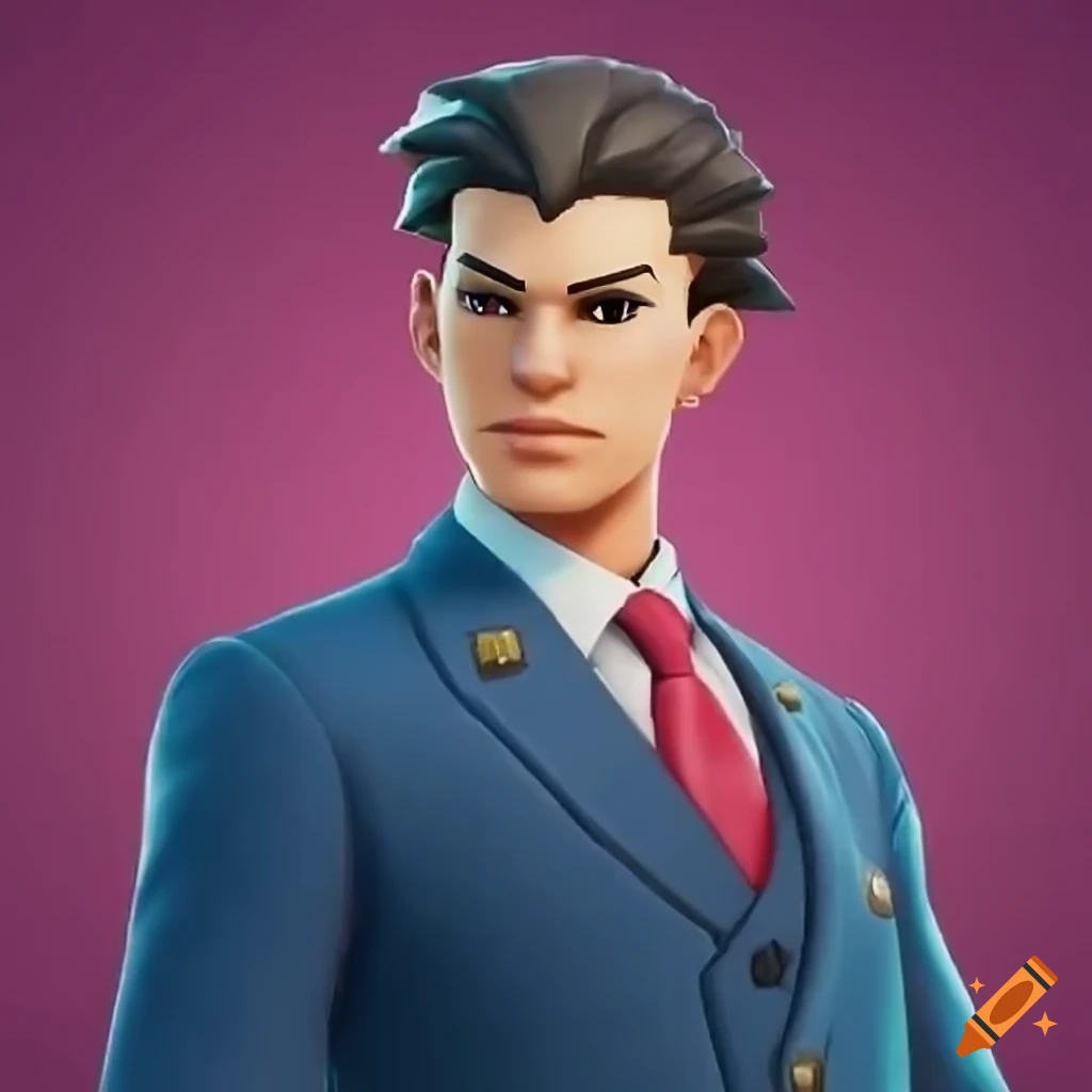 Phoenix wright skin in fortnite battle royale on Craiyon