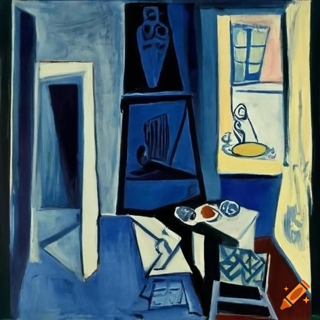 Interior room with indigo and pitch black colors inspired by pablo ...