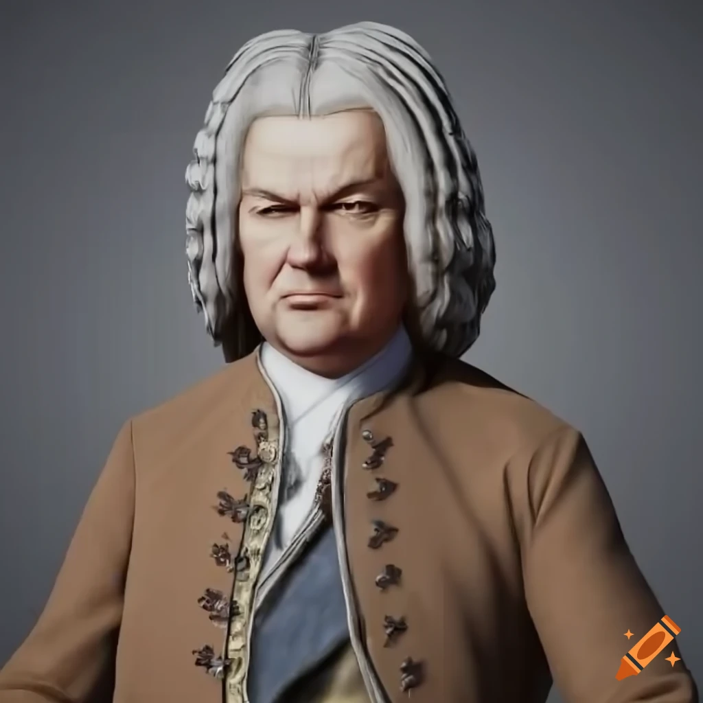 Portrait of johann sebastian bach in unreal engine 5 with a grey ...