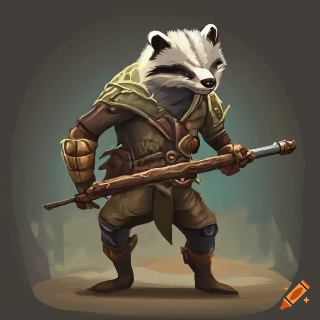 Badger army character for root rpg on Craiyon
