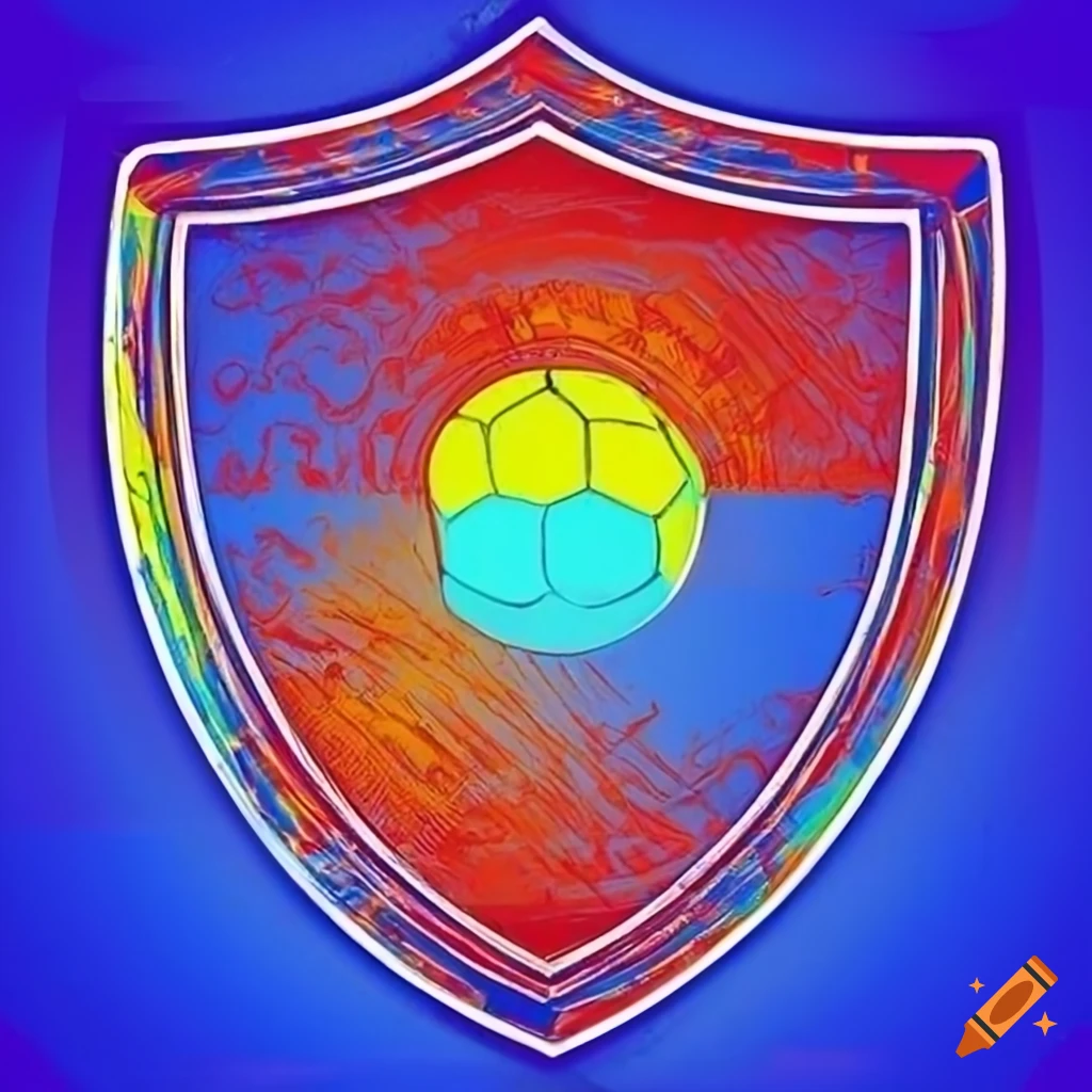Blue, yellow, and red football shield on Craiyon