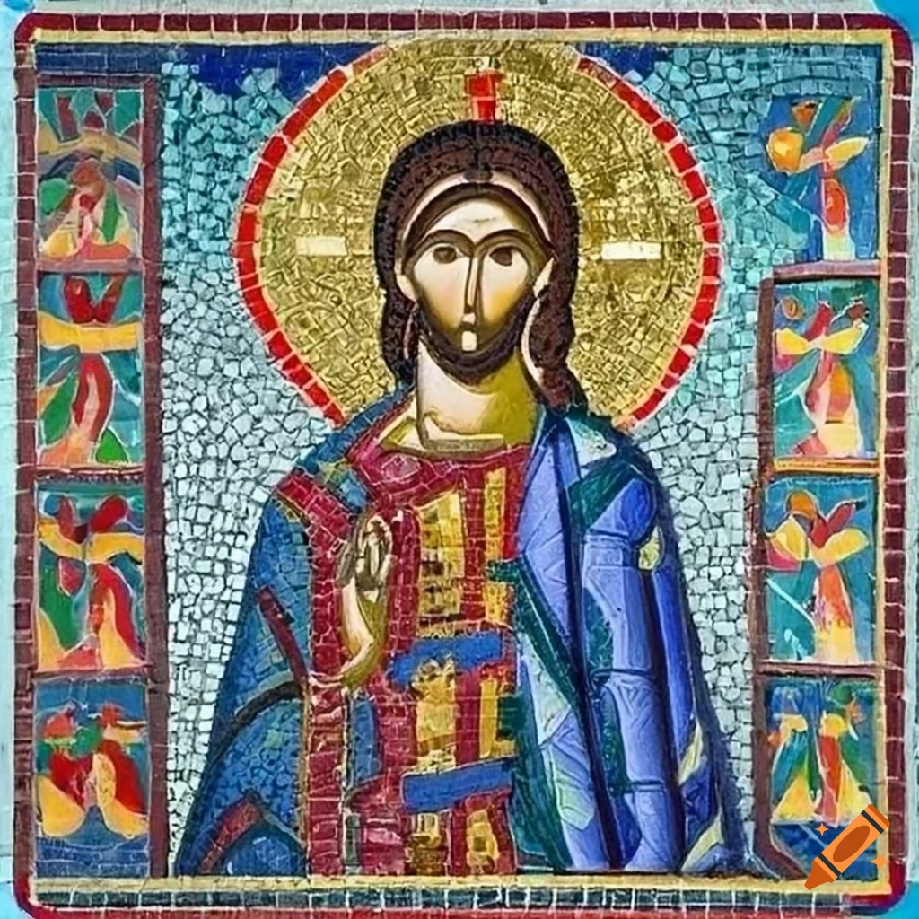 Byzantine Icon: A captivating masterpiece depicting Jesus, surrounded ...