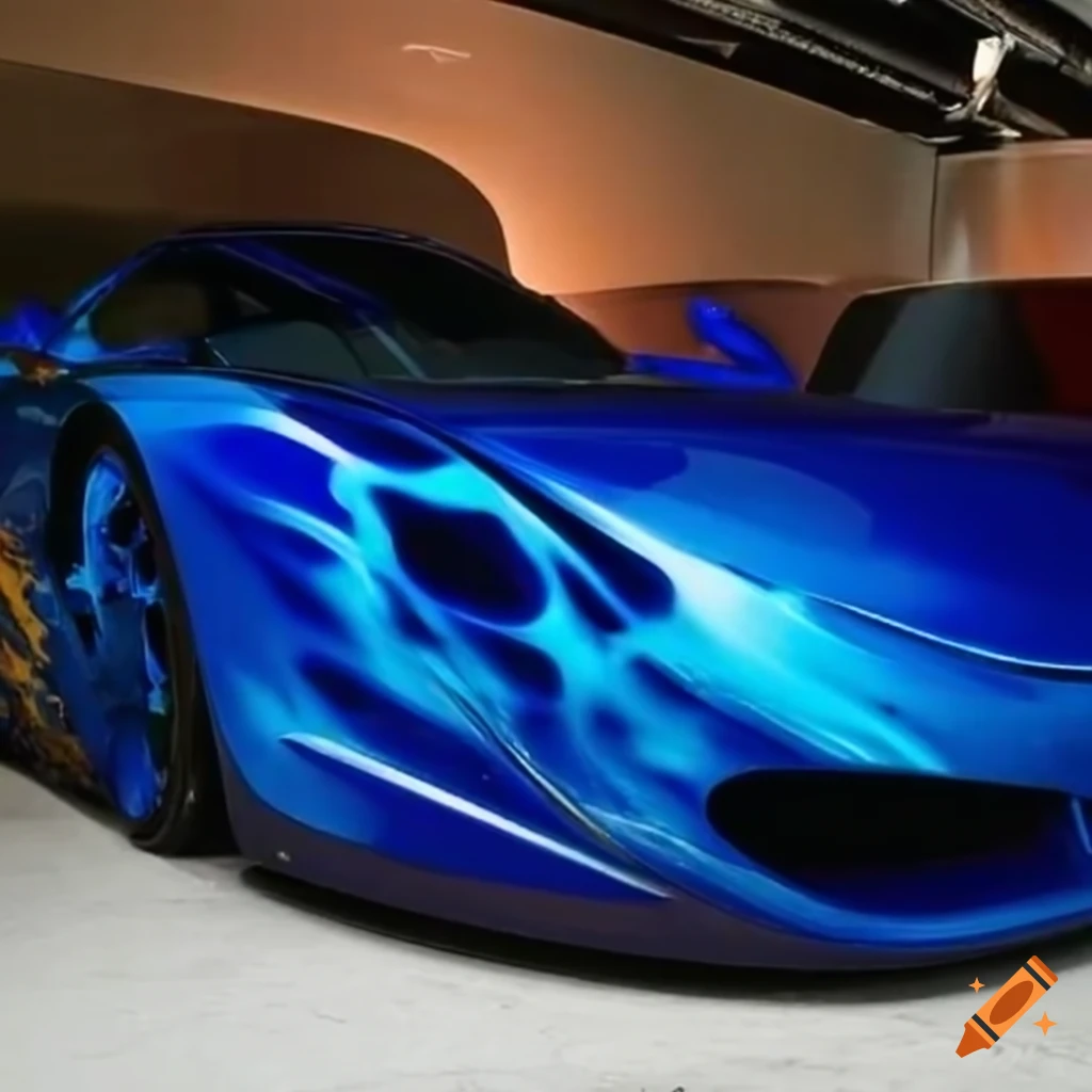 Blue flame car on Craiyon