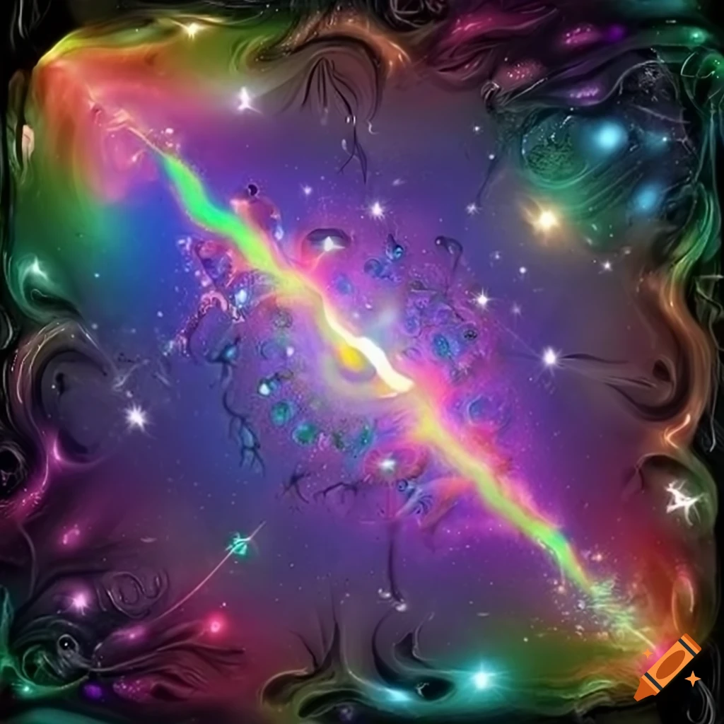 Scene bathed in celestial glow with holographic auras emanating from ...