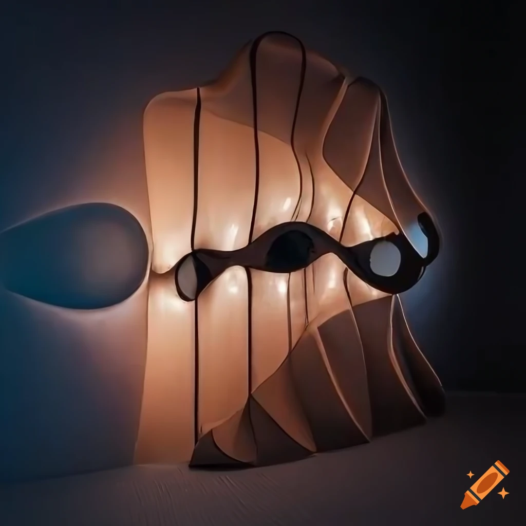 Biomorphic robotic installation on the wall inspired by shell on Craiyon