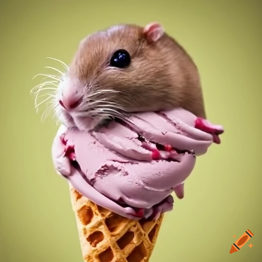 Rat-shaped ice cream dessert on Craiyon
