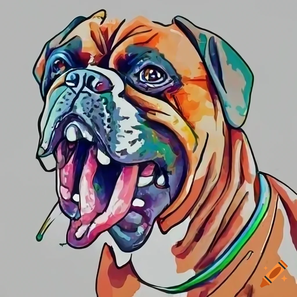 American traditional boxer dog flash drawing on Craiyon