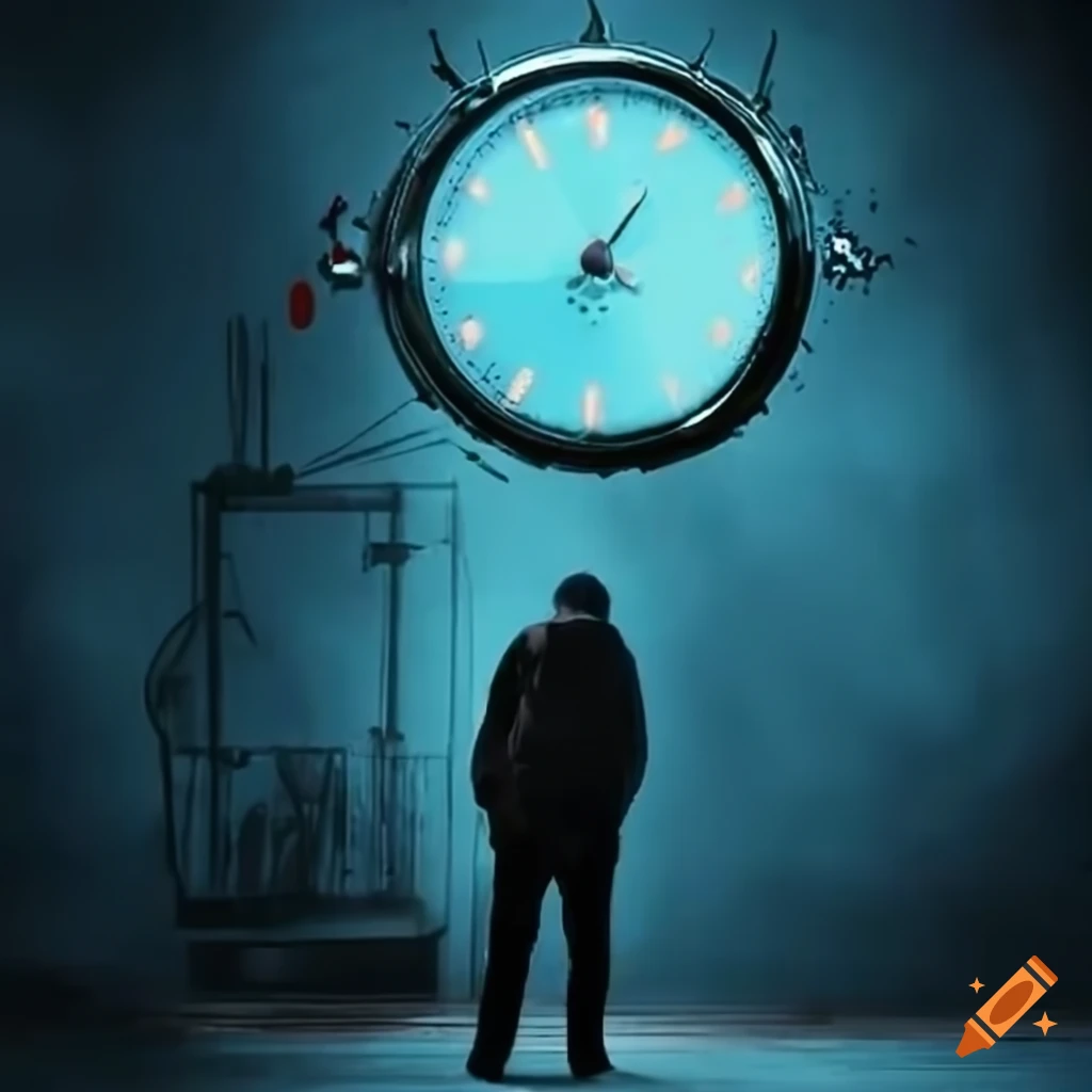 Person standing in front of a time machine on Craiyon