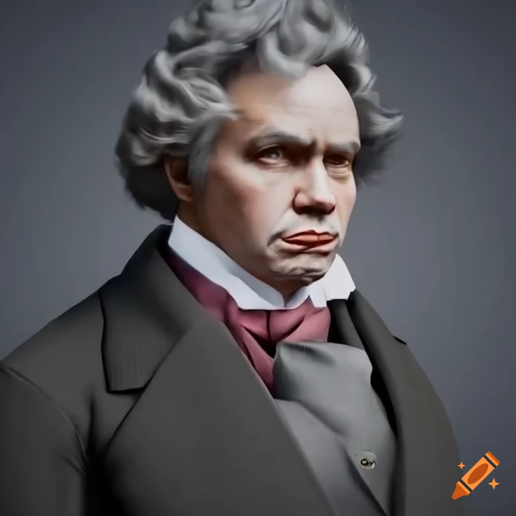Ludwig van beethoven portrait in unreal engine 5 with grey background ...
