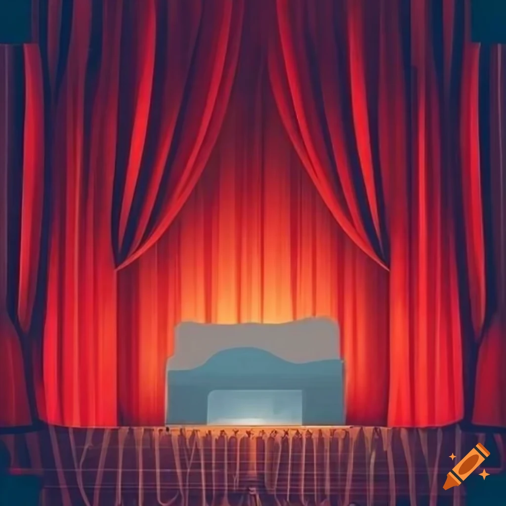 Theatrical grand background with animated people performing on Craiyon