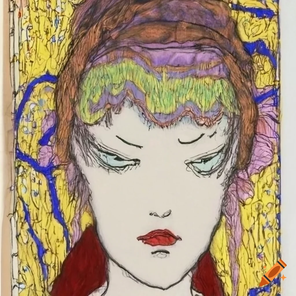 Abstract hand drawn art of YOSHITAKA AMANO anime e.sotoko fashion ...