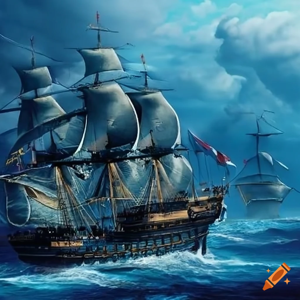 Royal fleet on the ocean on Craiyon