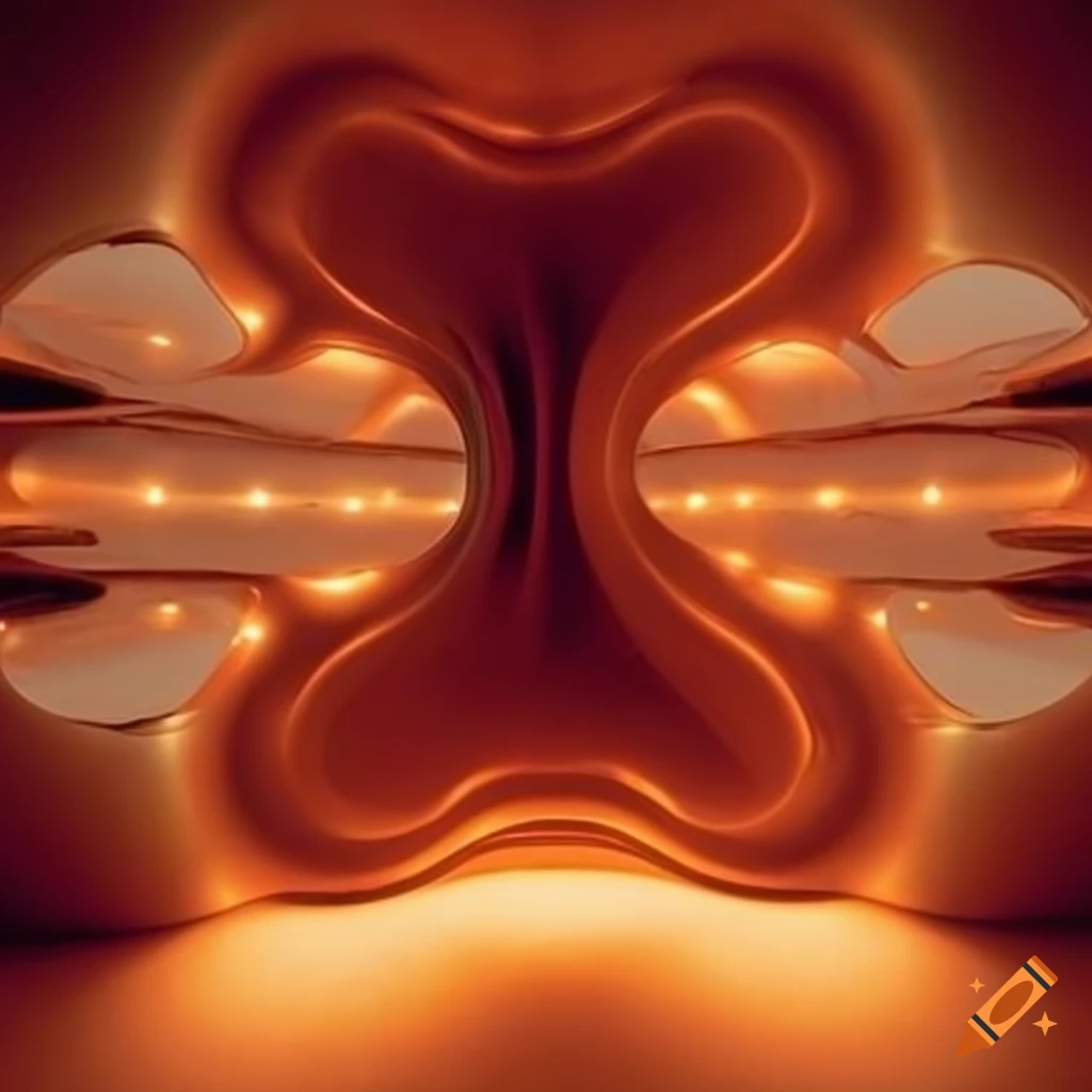 Biomorphic sculpture with interconnected light surfaces in a futuristic ...