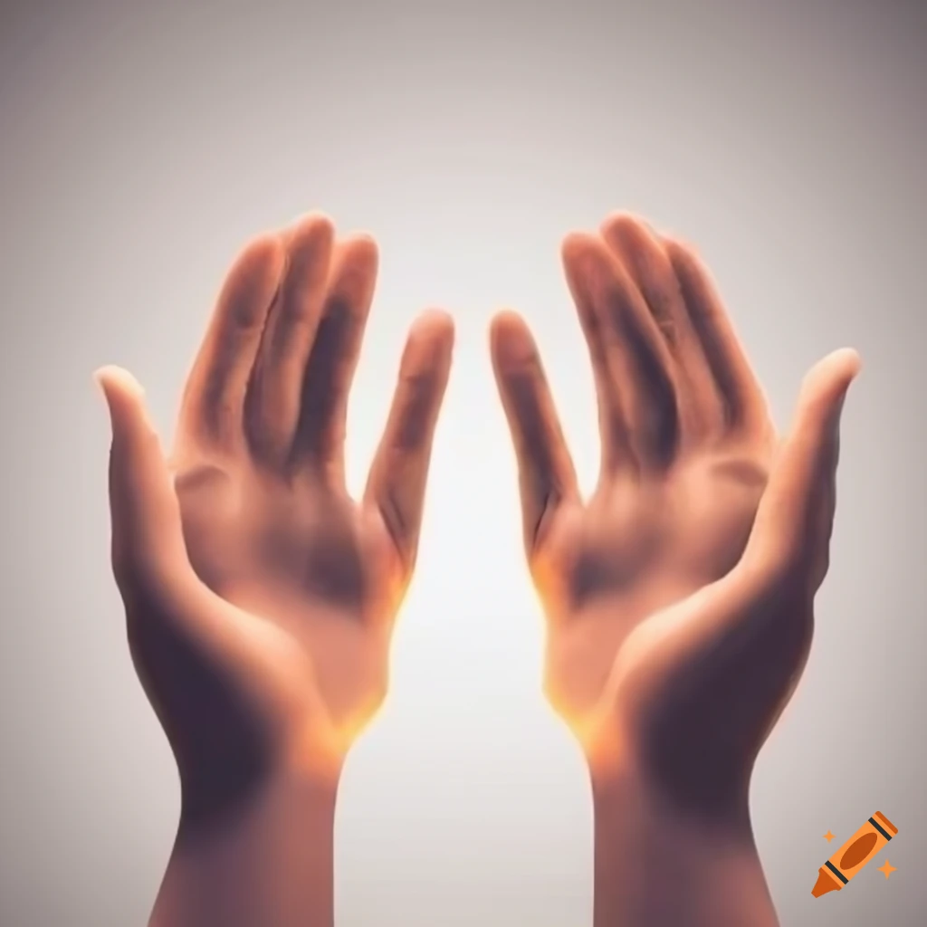Two open hand palms facing upward on a white background on Craiyon