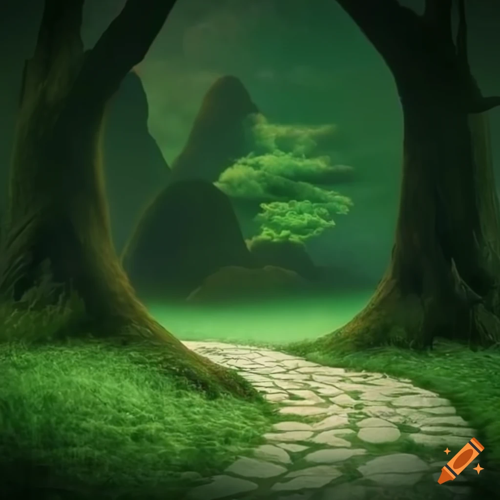 Small moat running along a stone path through a meadow with enchanted ...