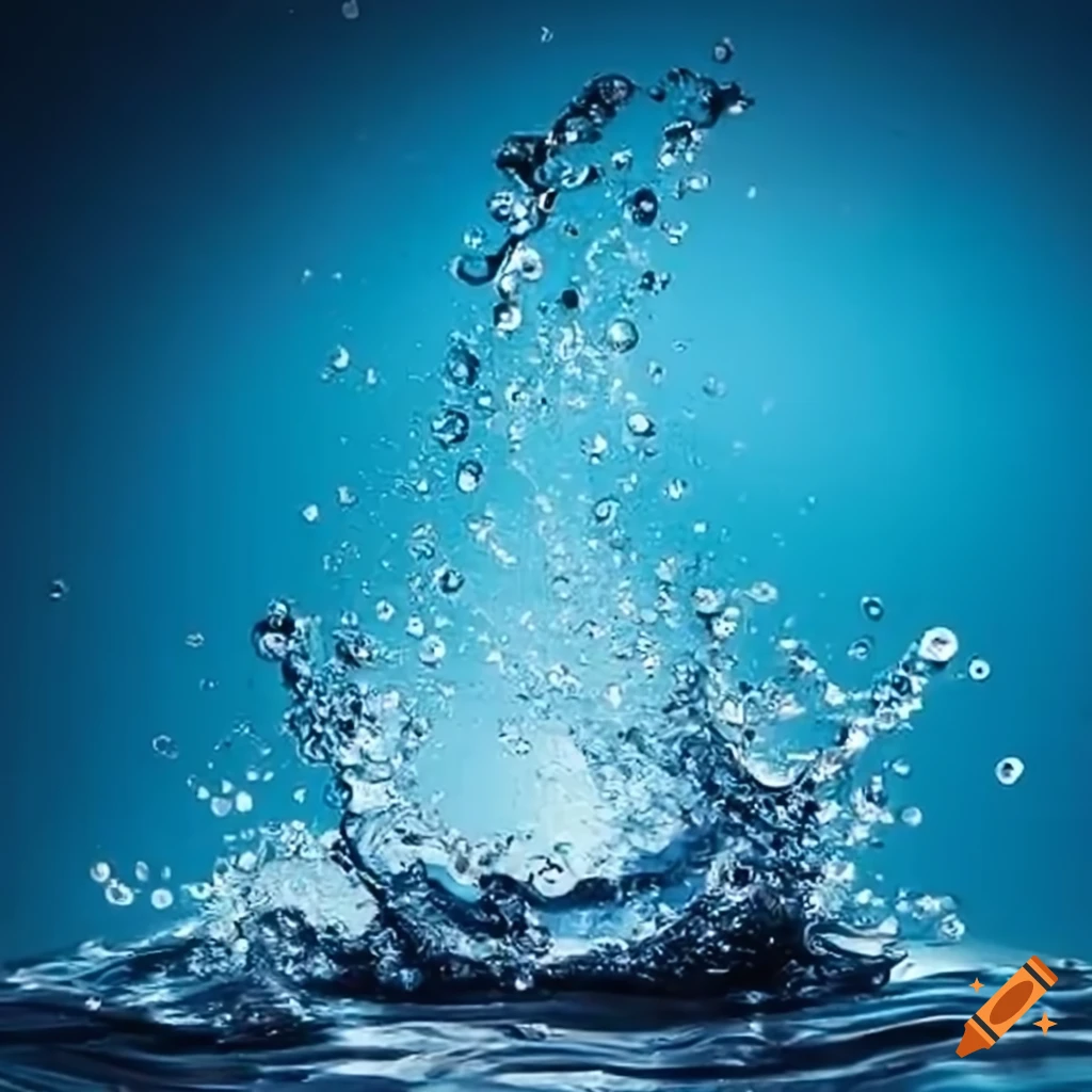 Water splash in a big beautiful display on Craiyon