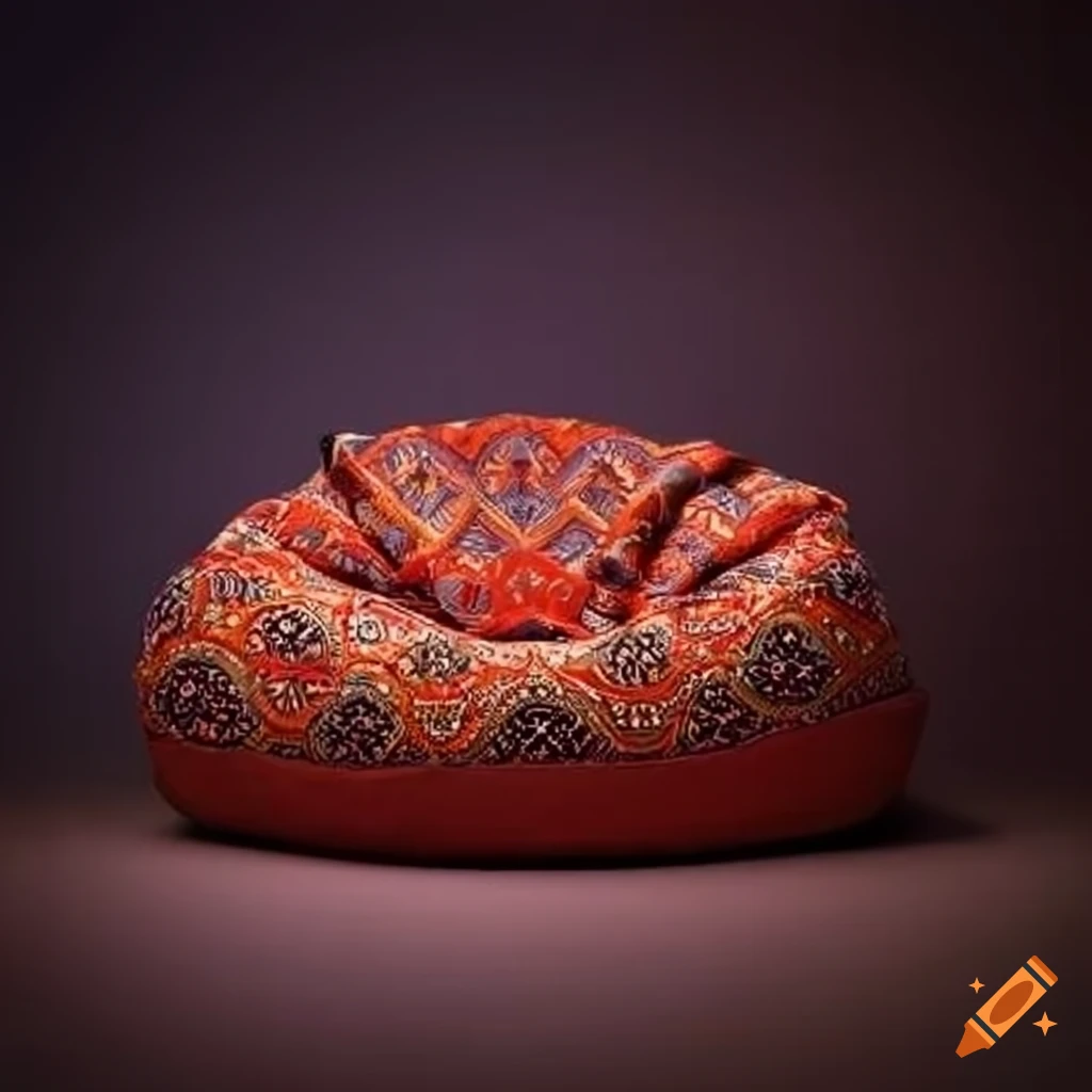Indian pattern bean bag with simple home background on Craiyon