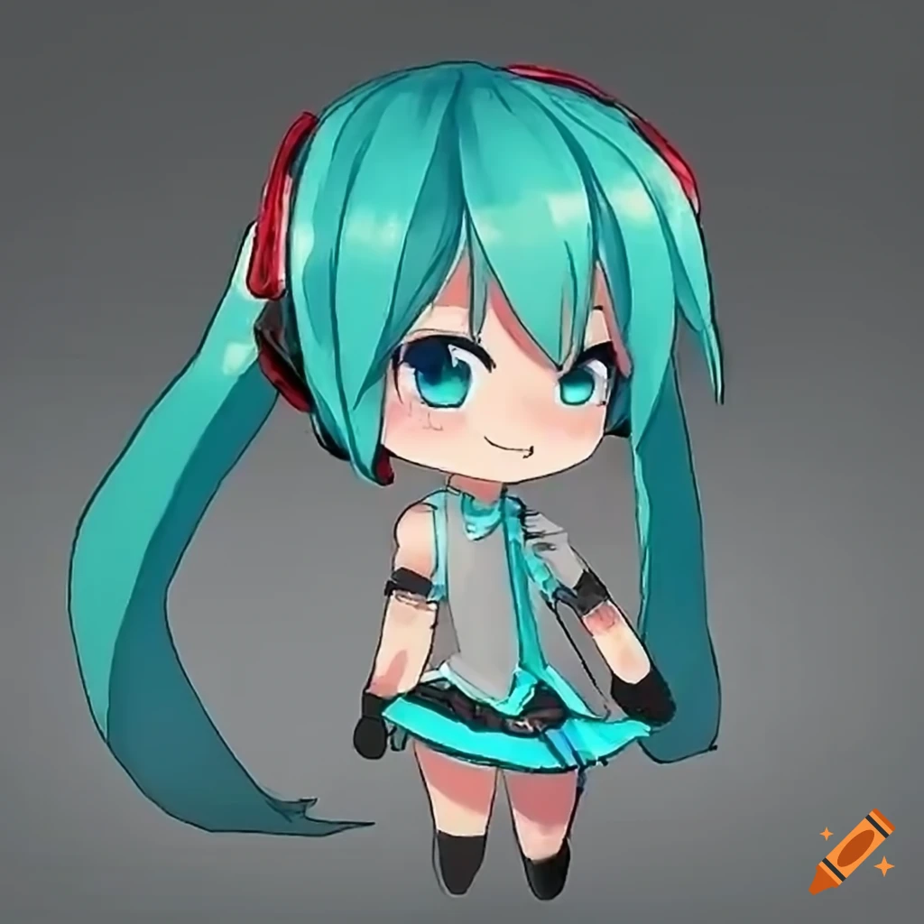 Cute And Happy Chibi Version Of Hatsune Miku On Craiyon